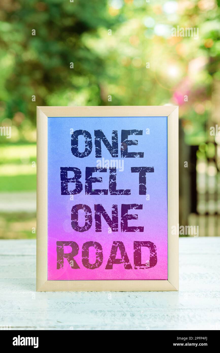 Text caption presenting One Belt One Road. Word for Building trade ...