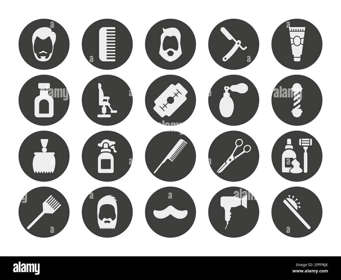 Barbershop symbols. Barber tools. Hair cutting silhouette black icons ...