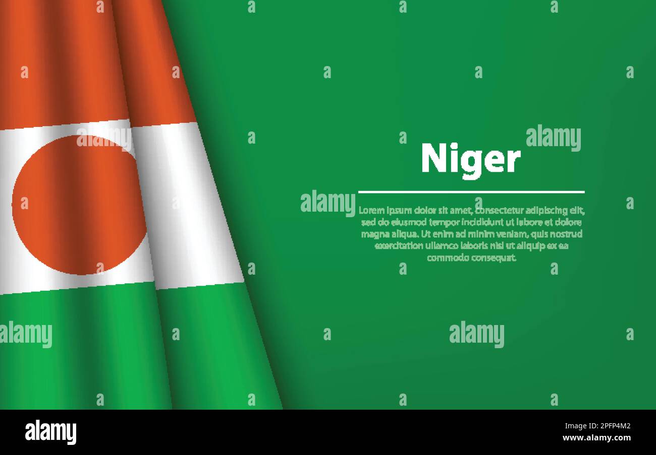Wave flag of Niger with copyspace background. Banner or ribbon vector template for independence ...