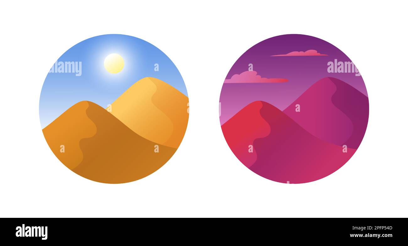 Dunes landscape. Twilight and sunrise in desert. Minimal simple Sahara ...