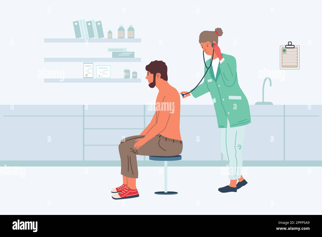 Patient examination. Hospital visit to doctor. Physician checks health ...