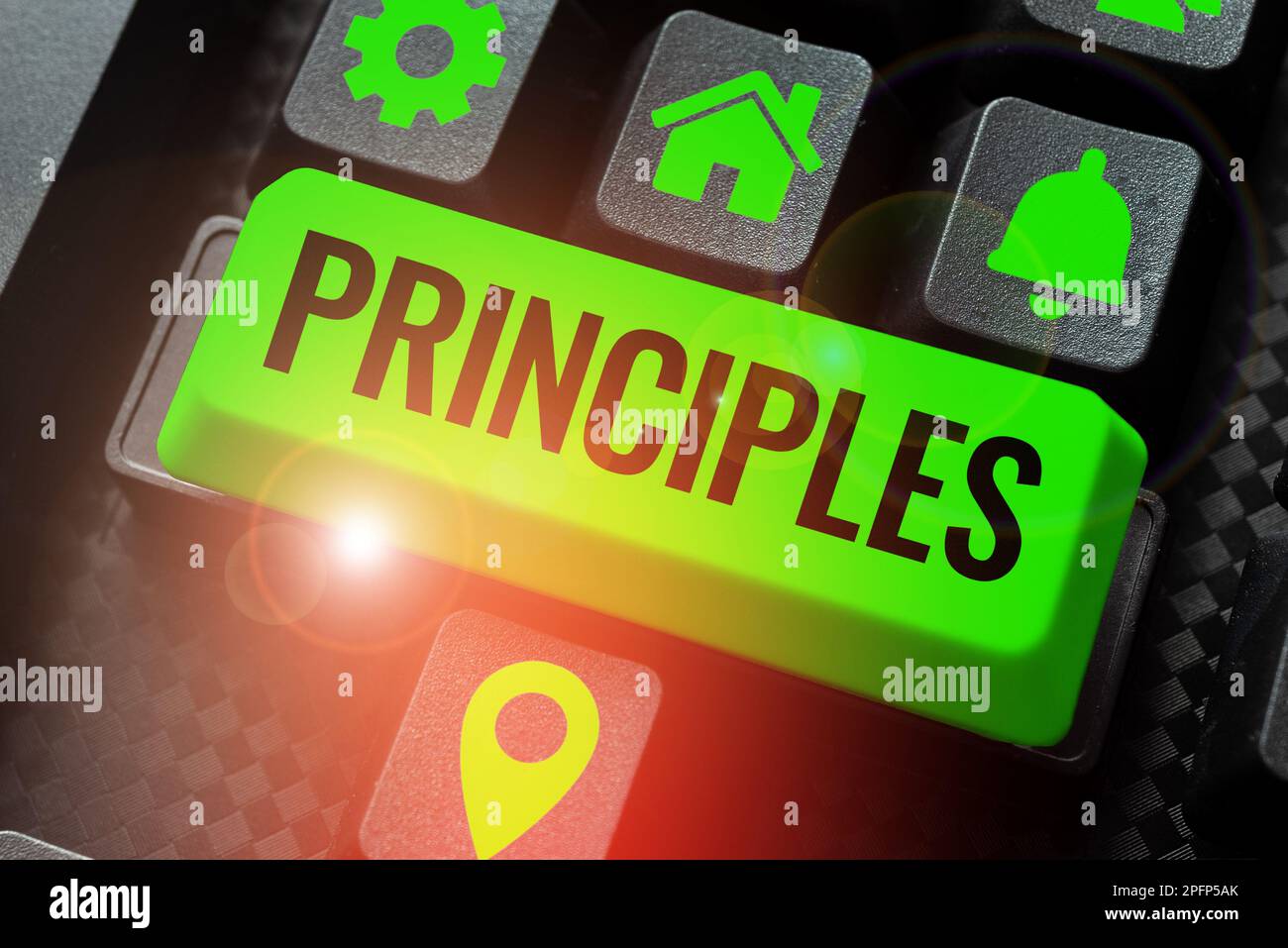 Text caption presenting Principles. Concept meaning fundamental truth ...