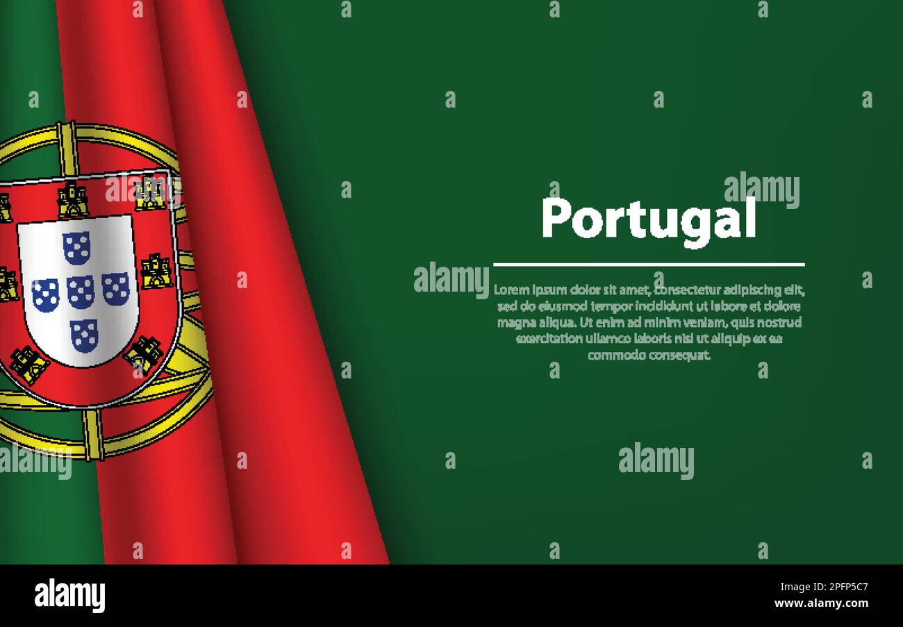 Wave flag of Portugal with copyspace background. Banner or ribbon ...