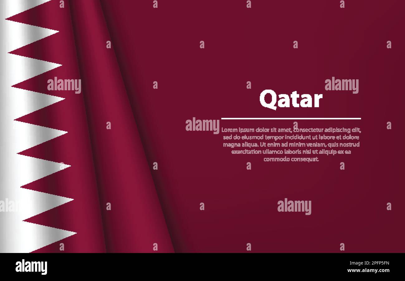 Wave flag of Qatar with copyspace background. Banner or ribbon vector ...