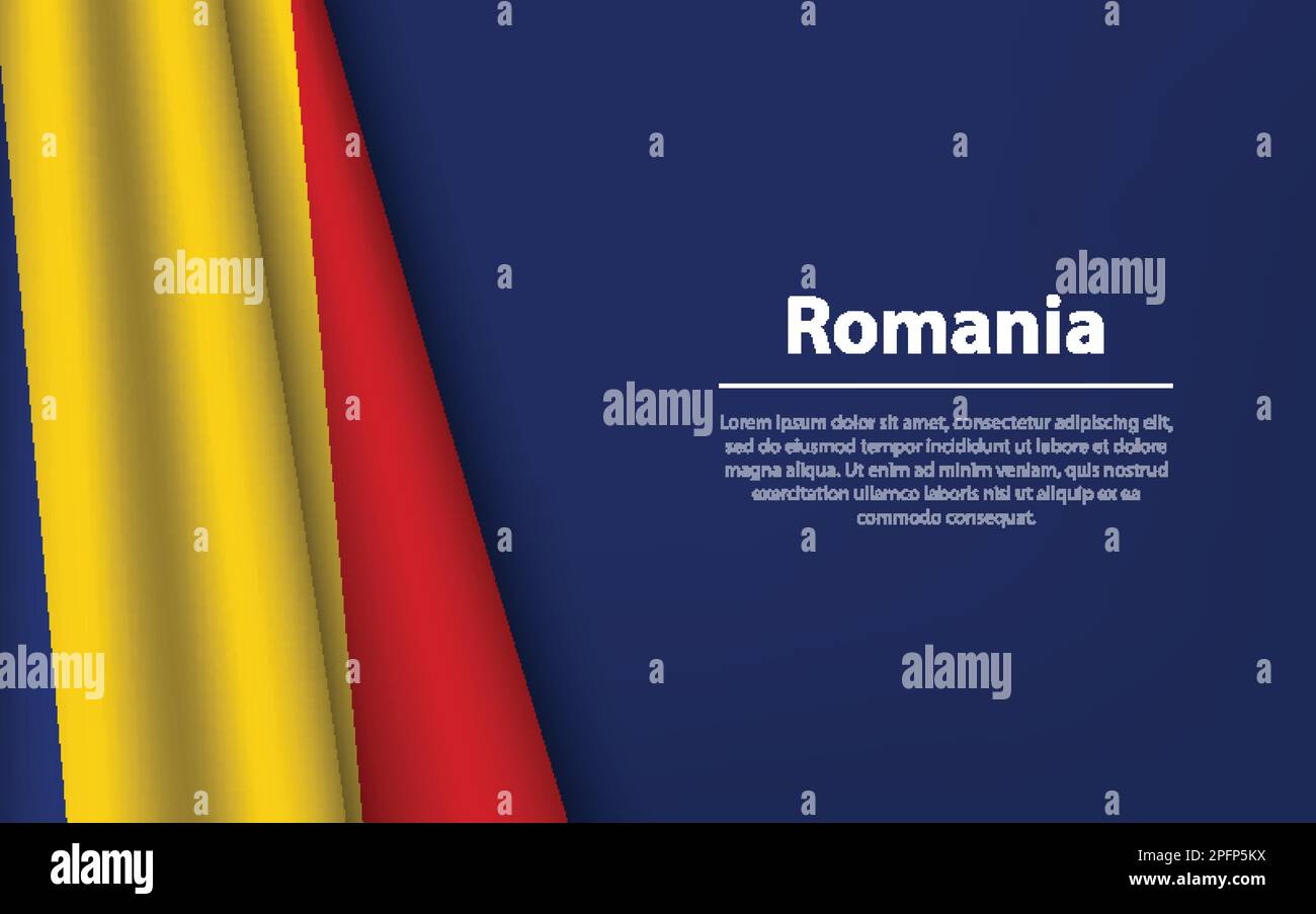 Wave flag of Romania with copyspace background. Banner or ribbon vector ...