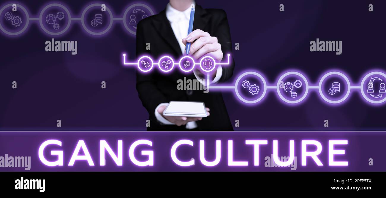 Sign displaying Gang Culture. Internet Concept particular organization ...