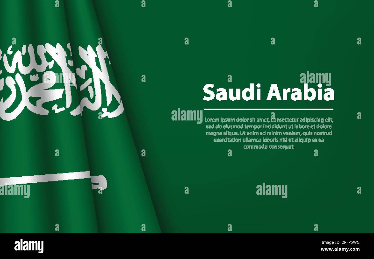 Wave flag of Saudi Arabia with copyspace background. Banner or ribbon ...
