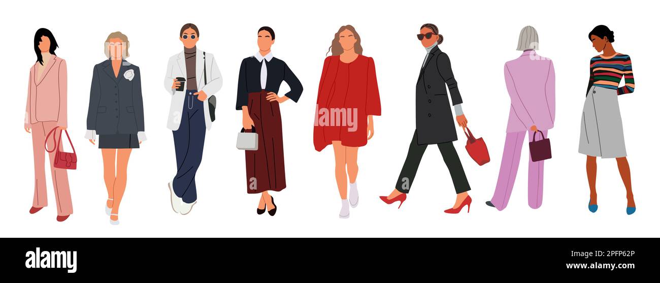 Modern business women set Vector isolated on white Stock Vector Image ...