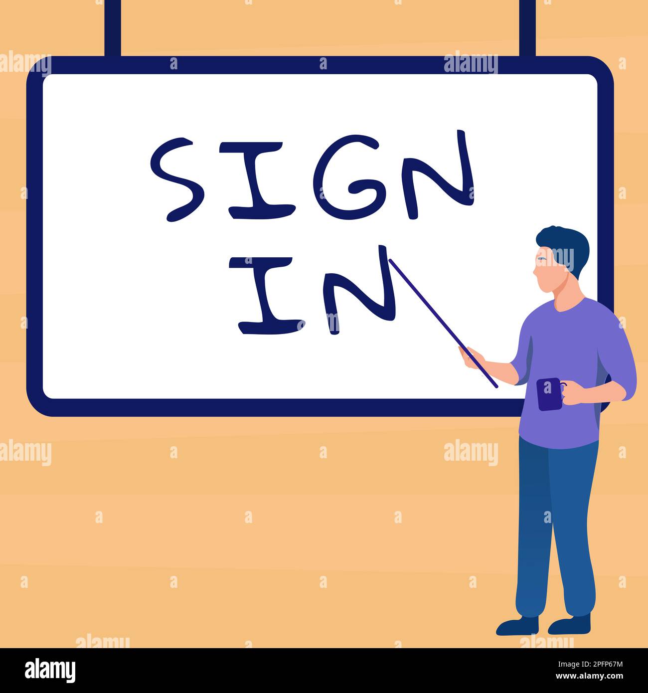 Sign displaying Sign In. Word Written on to write your name on a form ...