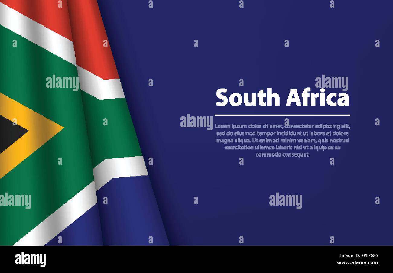 Wave flag of South Africa with copyspace background. Banner or ribbon vector template for ...