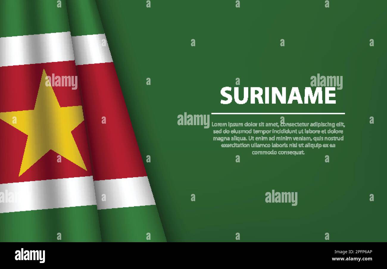 Wave flag of Suriname with copyspace background. Banner or ribbon ...