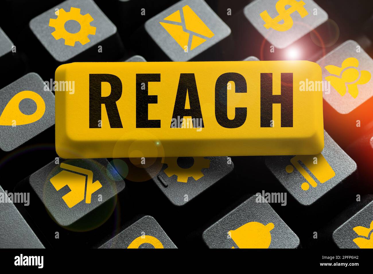 Inspiration showing sign Reach. Business showcase the distance within ...