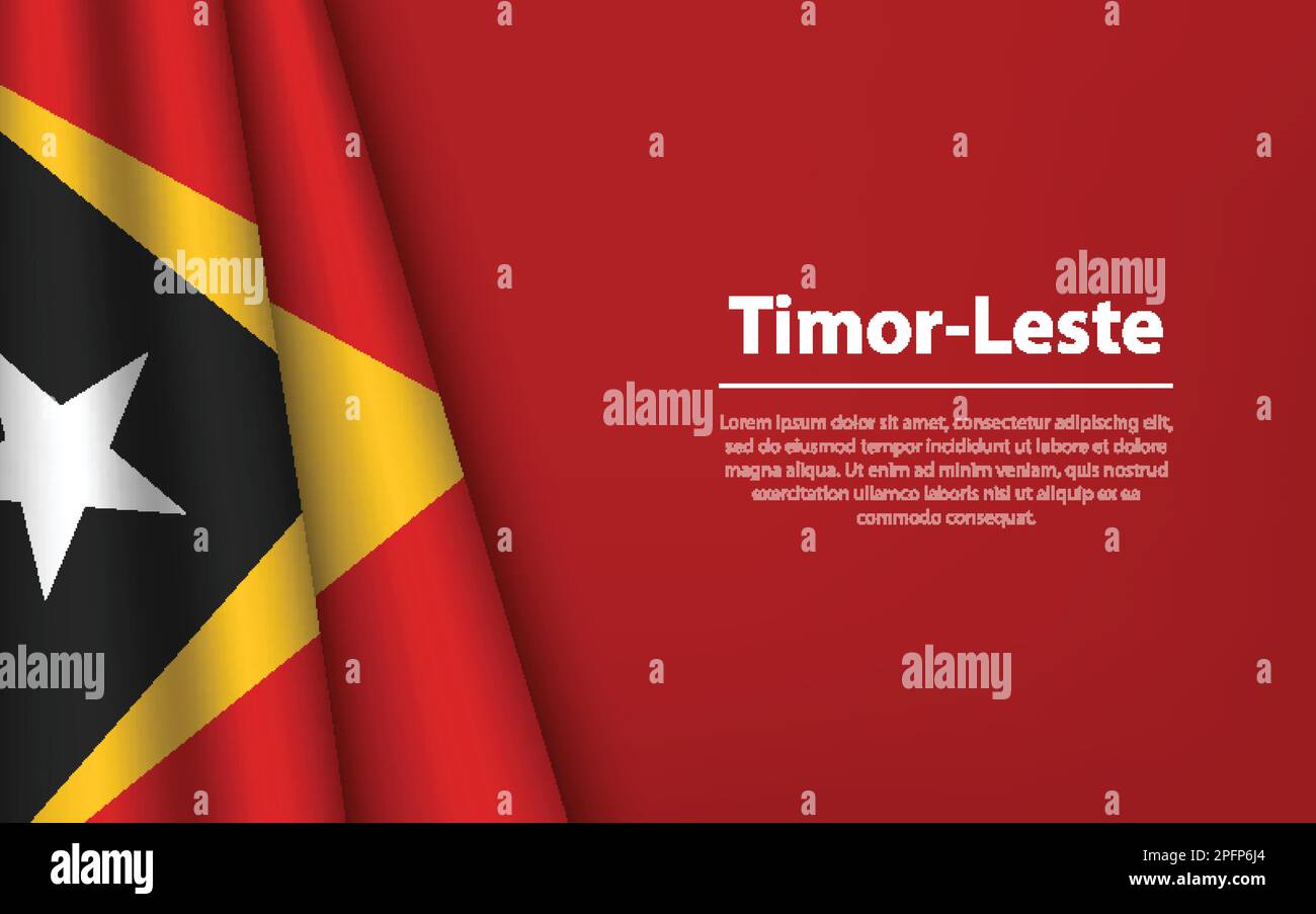 Wave flag of Timor-Leste with copyspace background. Banner or ribbon ...