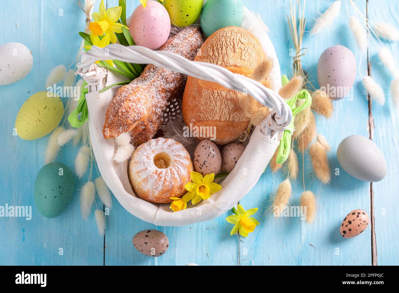 Traditional Easter basket as custom of blessing food in Eastern Europe ...