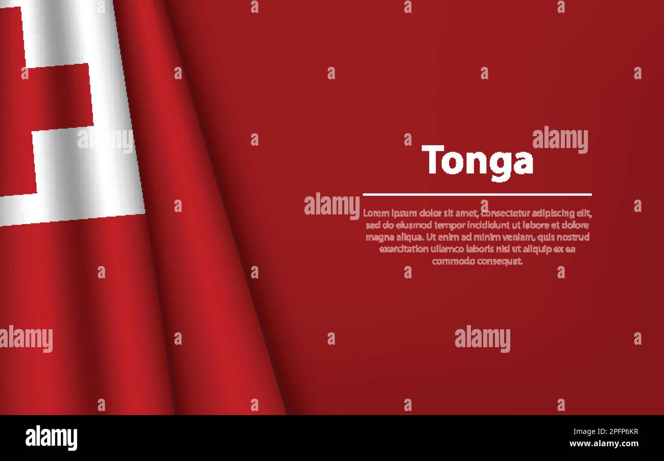 Wave flag of Tonga with copyspace background. Banner or ribbon vector ...