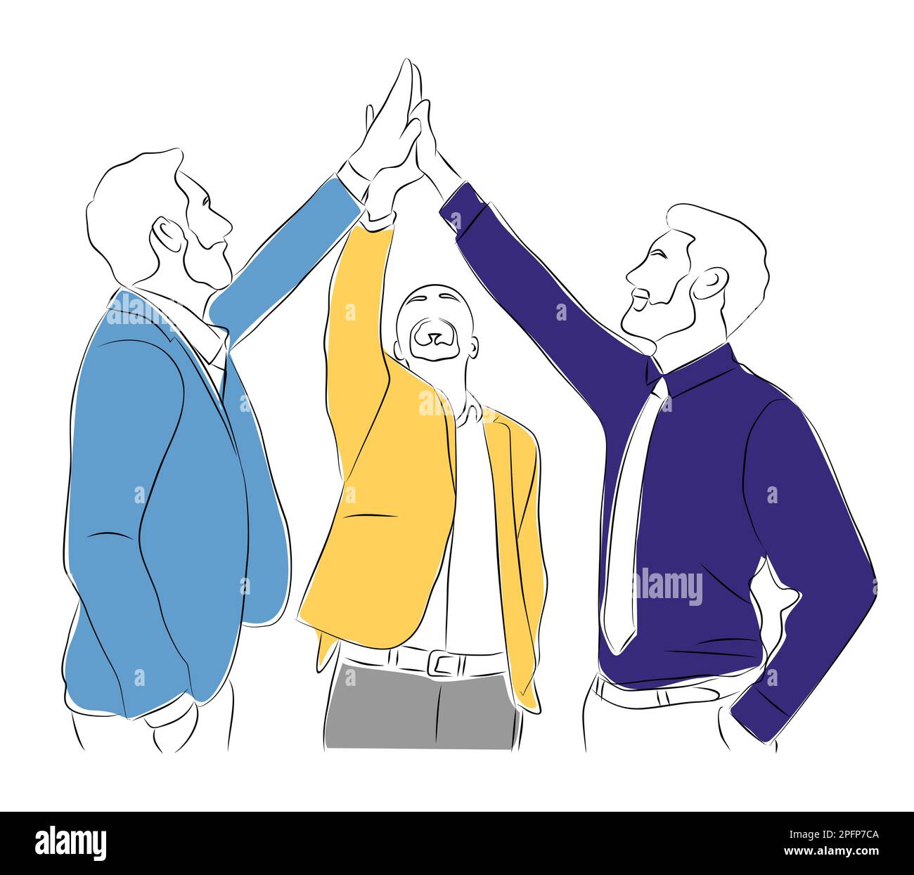 Business men team celebrate success vector sketch Stock Vector Image ...
