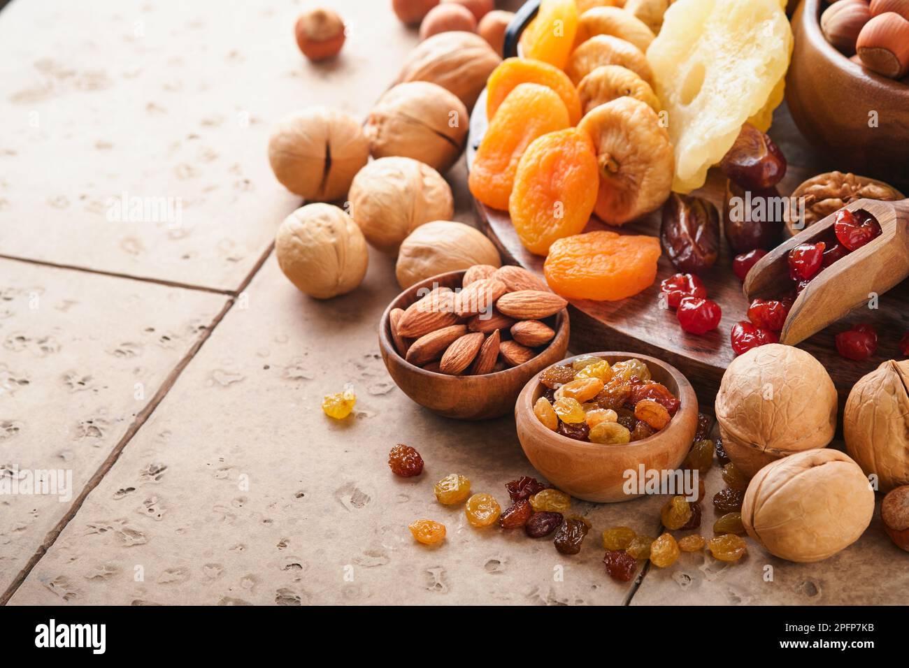 Tu Bishvat celebration concept. Mix of dry fruits and nuts almonds ...
