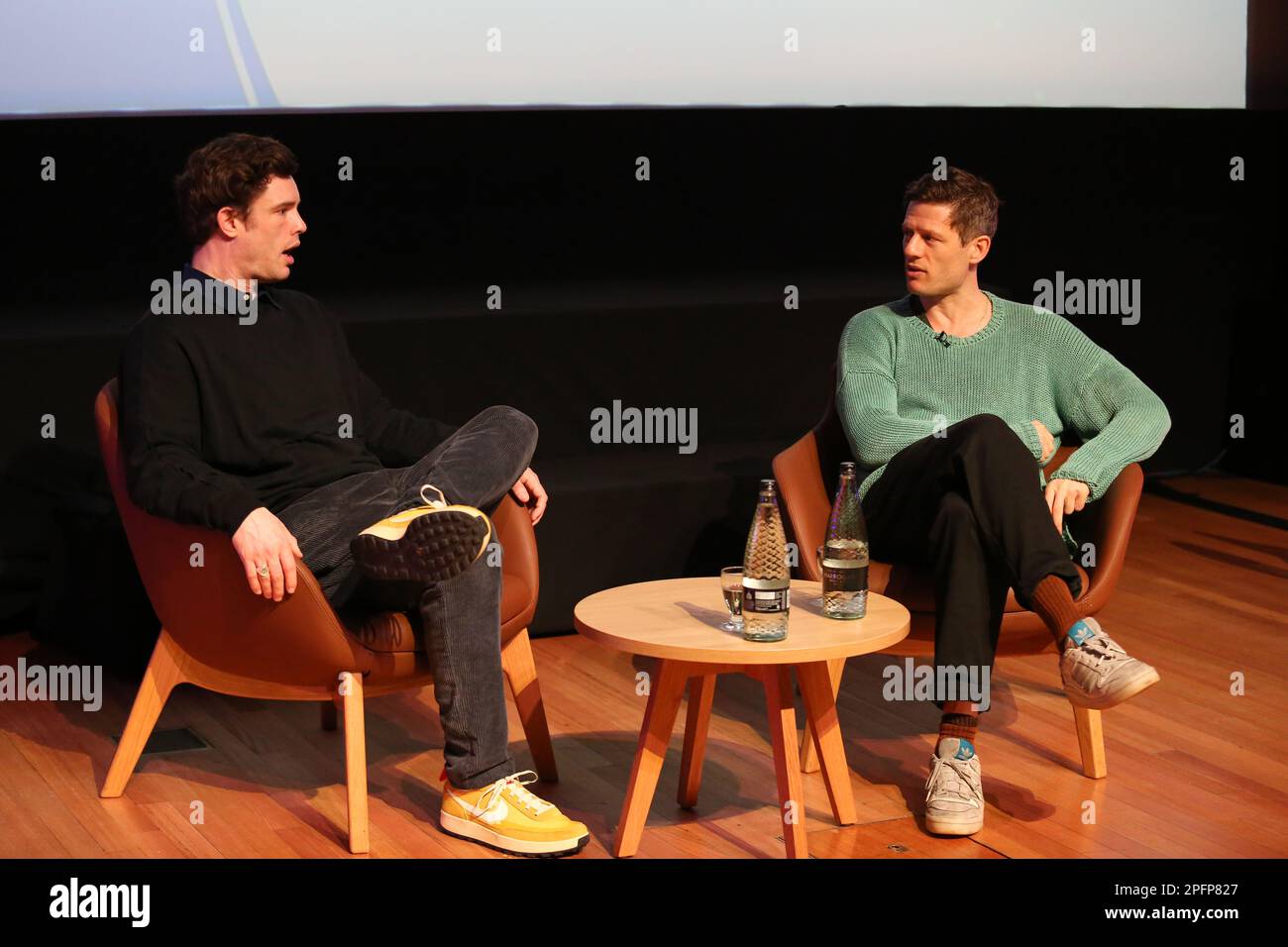 London, UK. March 18, 2023. Actor James Norton and comedian Ed Gamble ...