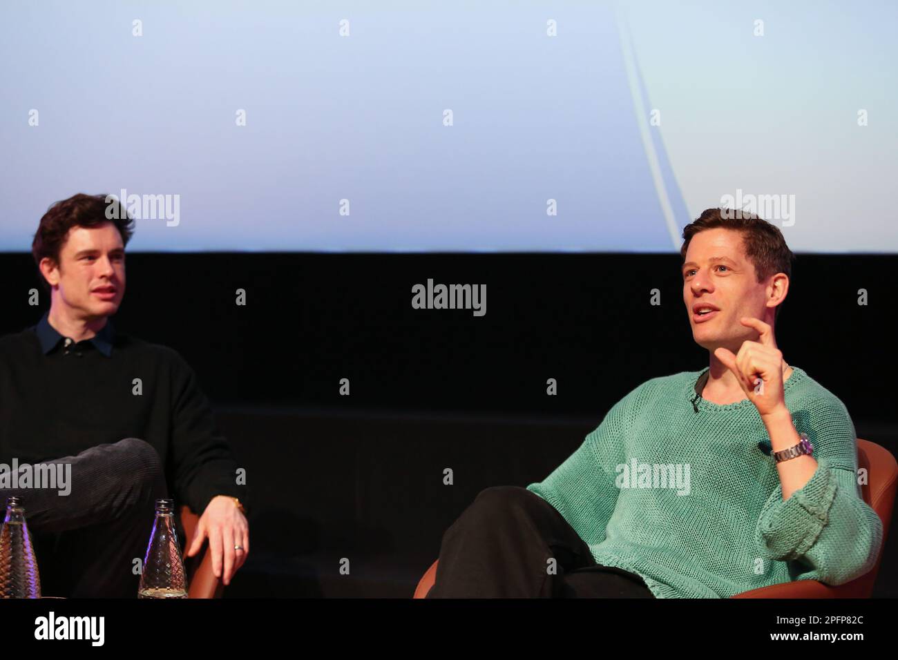 London, UK. March 18, 2023. Actor James Norton and comedian Ed Gamble ...