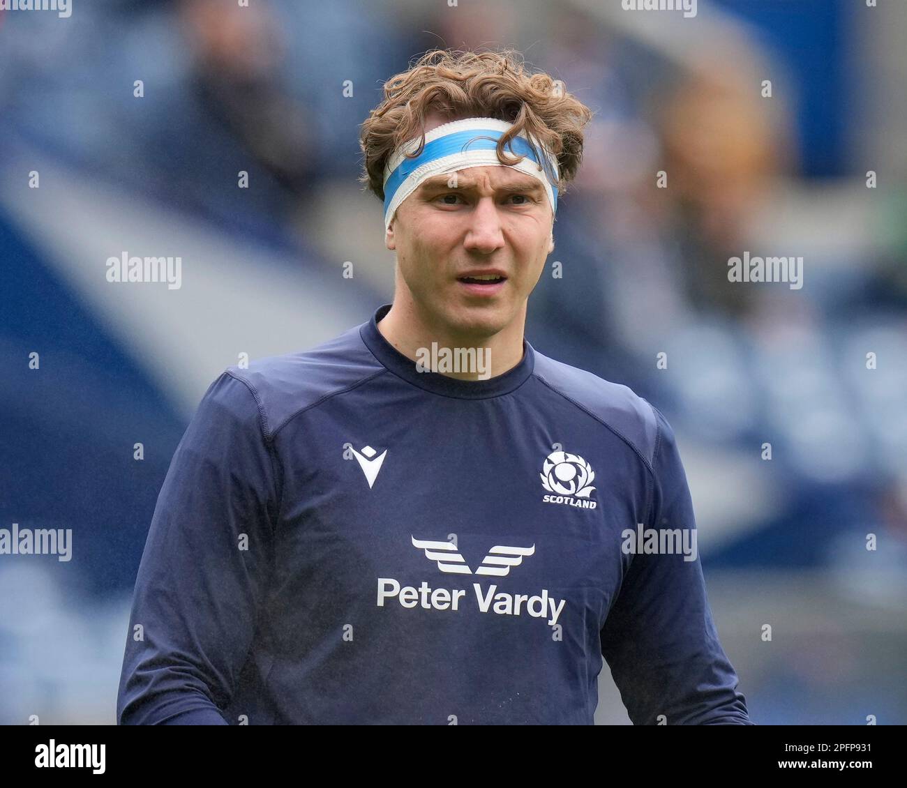 Jamie Ritchie #6 of Scotland warms up before the 2023 Guinness 6 ...