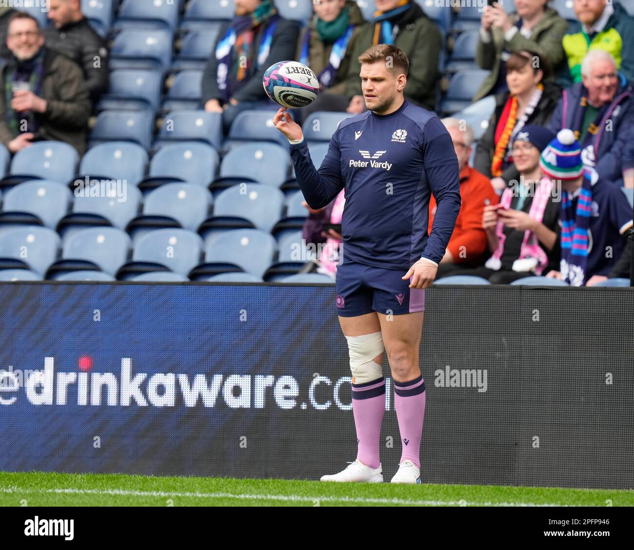 George Turner #2 of Scotland warms up before the 2023 Guinness 6 ...