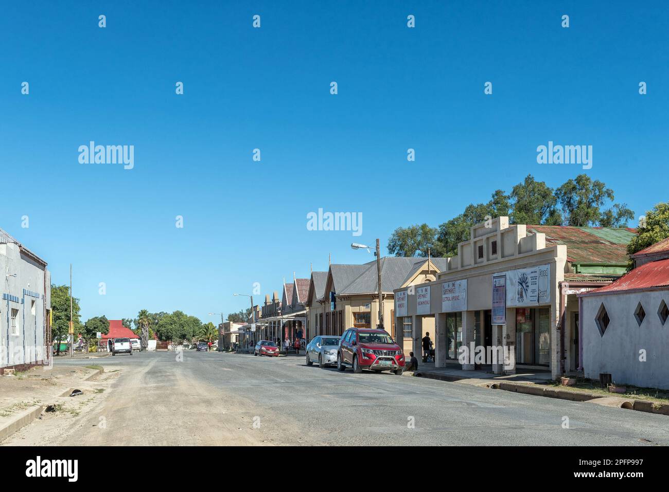 Fauresmith, South Africa - Feb 21, 2023: A street scene, with historic ...