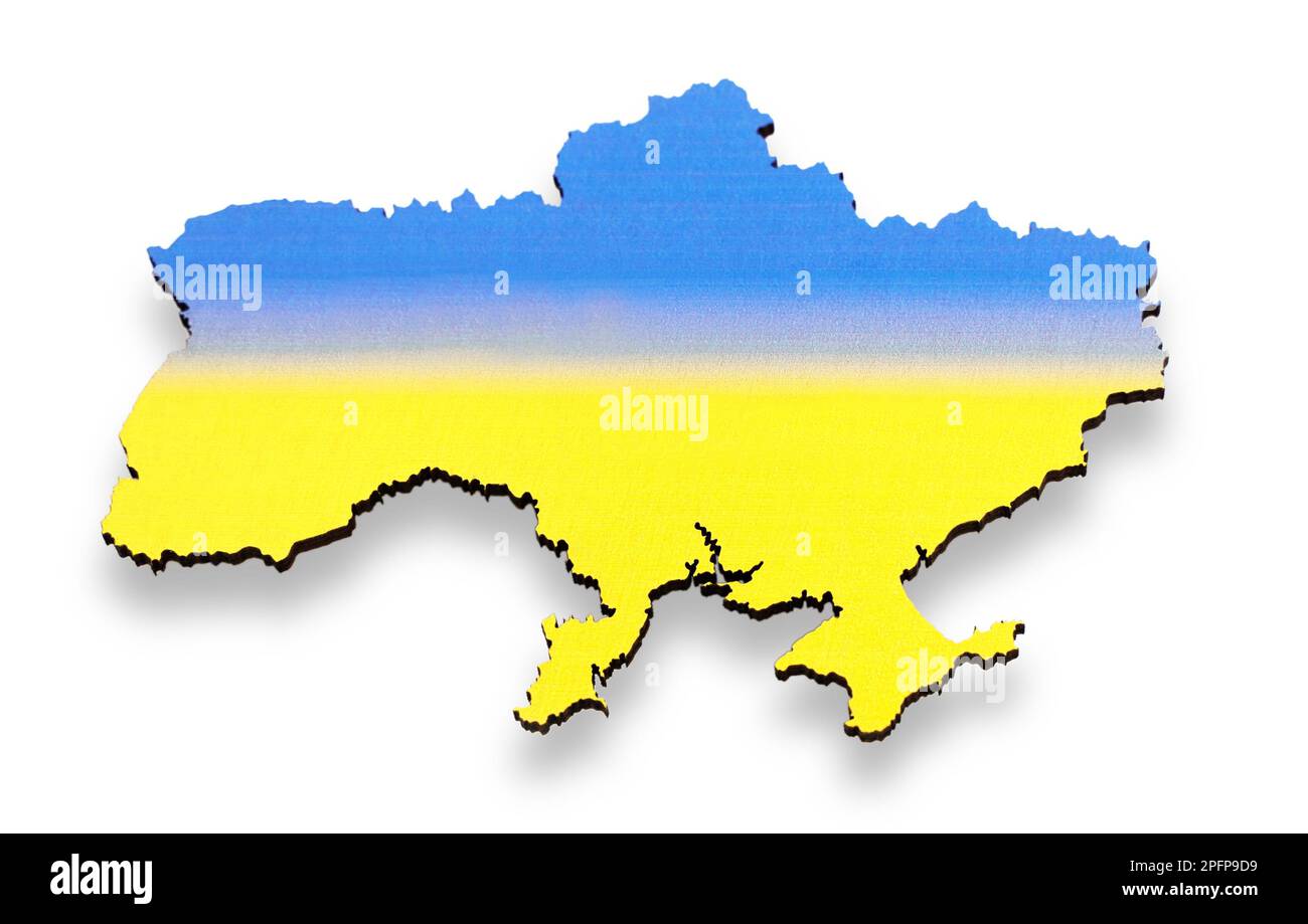 Map of Ukraine isolated on white background. Blue yellow flag Stock ...