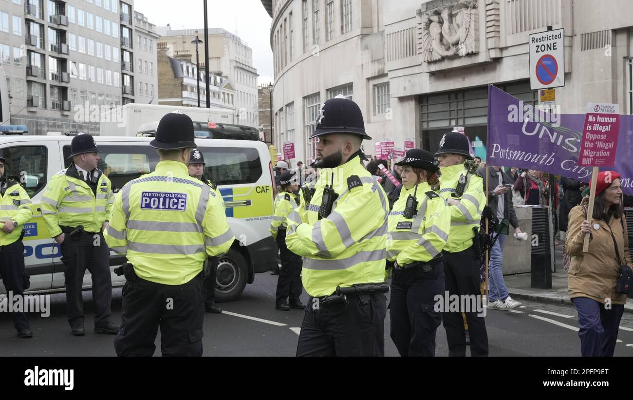 London, UK. 18th March, 2023.More police now coming but events peaceful ...