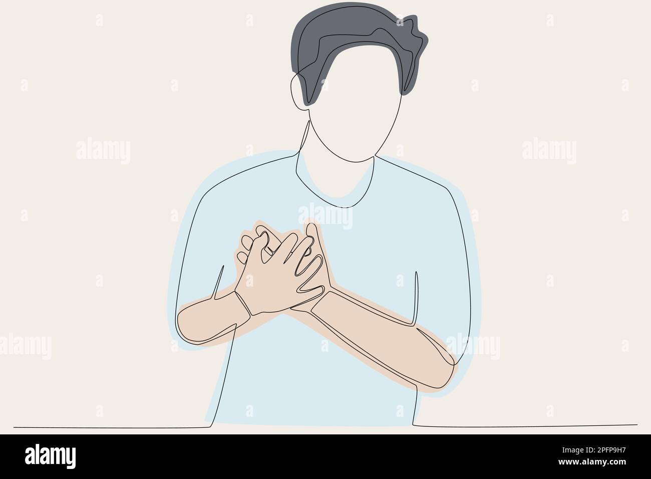 A color illustration of a man feeling pain in the chest. Hypertension ...