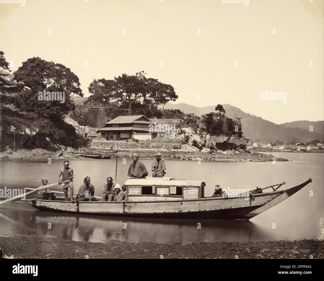 Japanese Junk in Canal, Nagasaki 1865 by Felice Beato Stock Photo - Alamy