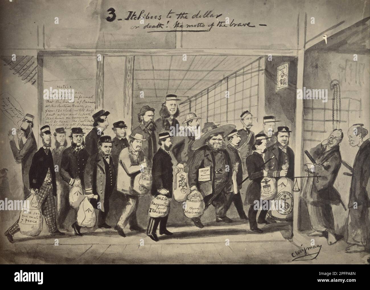 Photographic Copy of a Drawing by Charles Wirgman With the Title, "3 ...