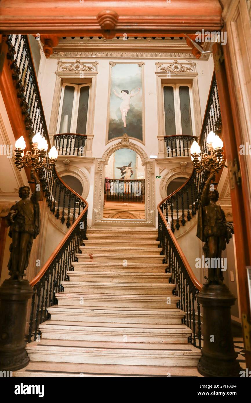 Lisbon, Portugal, Spain- November 21, 2022: Beautiful staircase of the ...