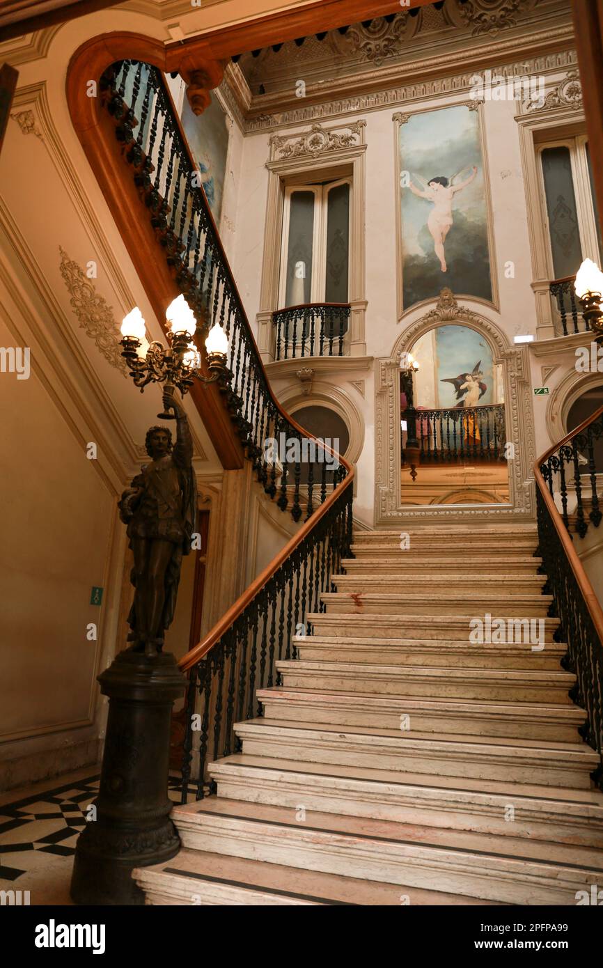 Lisbon, Portugal, Spain- November 21, 2022: Beautiful staircase of the ...