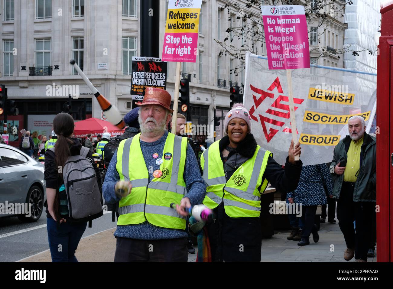 London, UK. 18th Mar, 2023. People attend the Resist Racism National ...