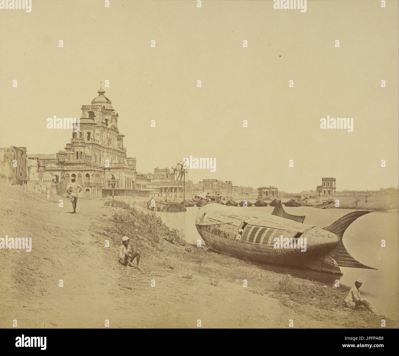 The Chattar Manzil Palace and the Royal Boat of Oude 1858 by Felice ...