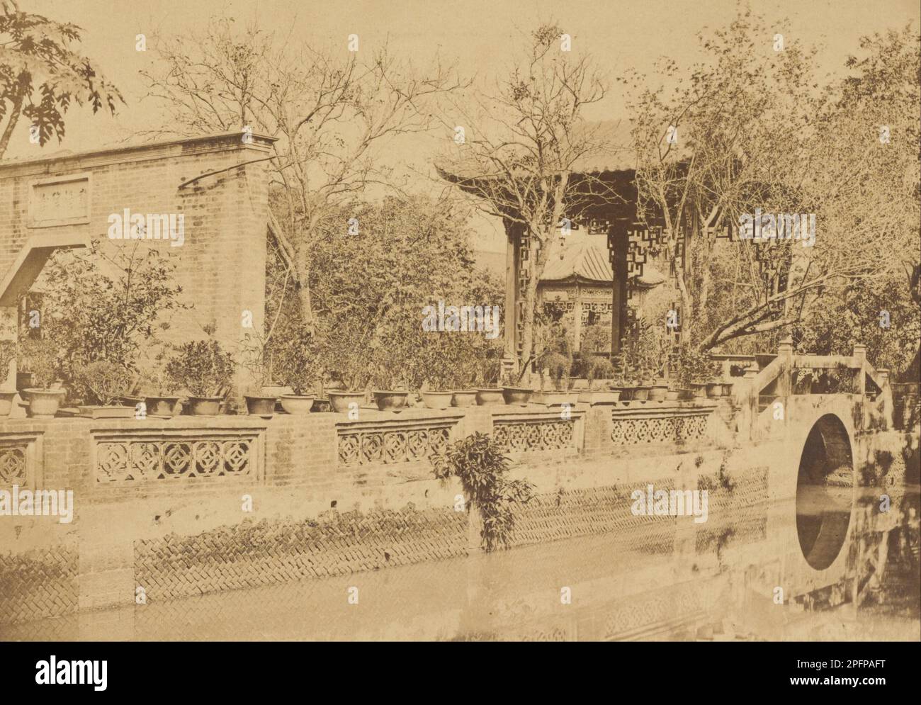 Howqua's Gardens, Canton August - October 1860 by Felice Beato Stock ...