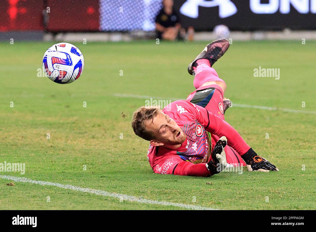 Lawrence Thomas of the Wanderers makes a save during the A-League Men's ...