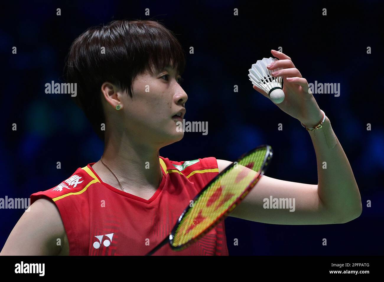 China's Chen Yu Fei serves to Japan's Akane Yamaguchi during their ...