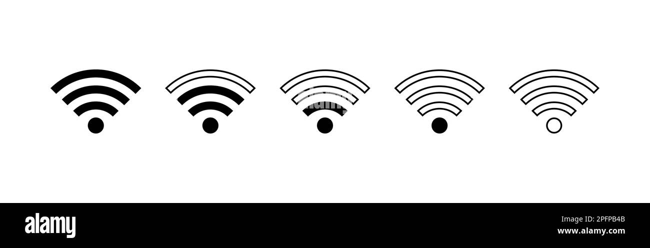 WIFI Icon set. rounded corners. black gray white background Stock ...
