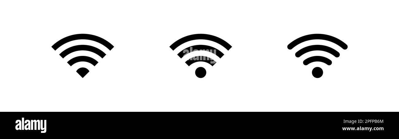 WIFI Icon set. rounded corners. black gray white background Stock ...