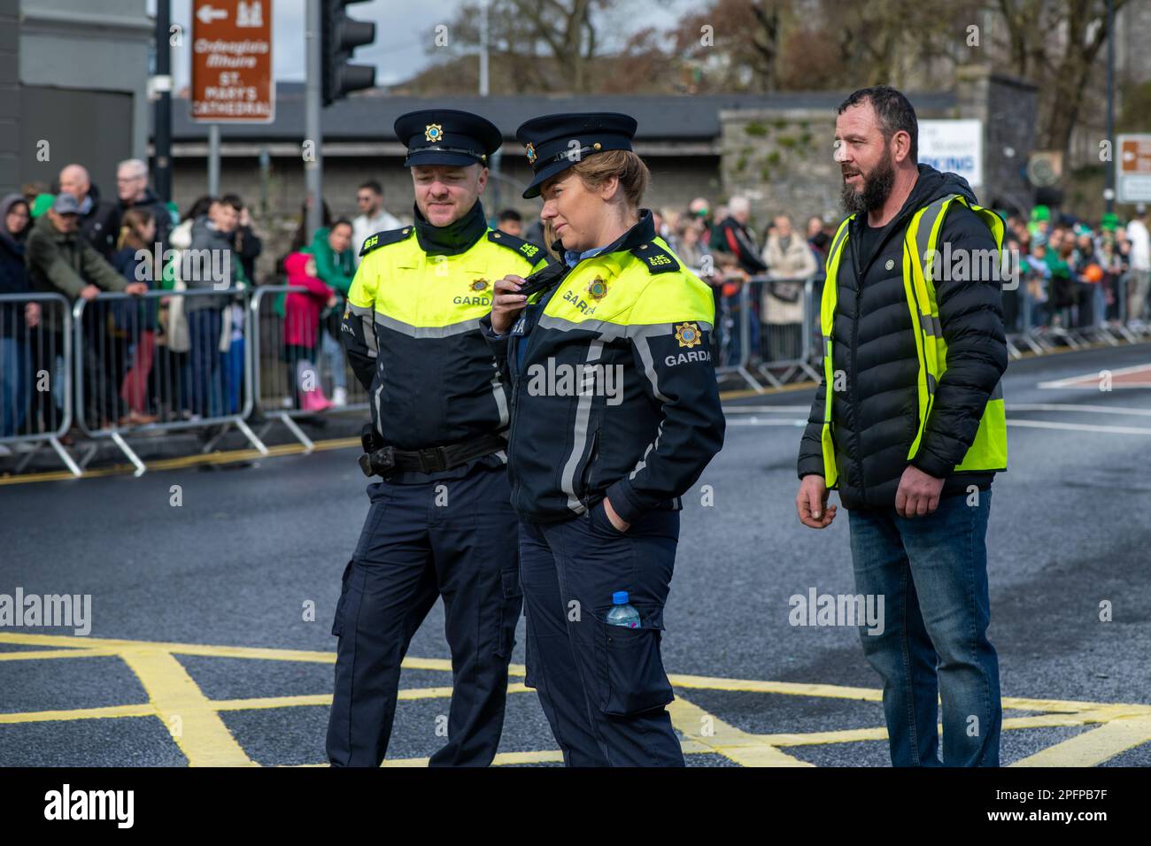 Garda at work during Patrick day in Limerick Ireland Stock Photo - Alamy