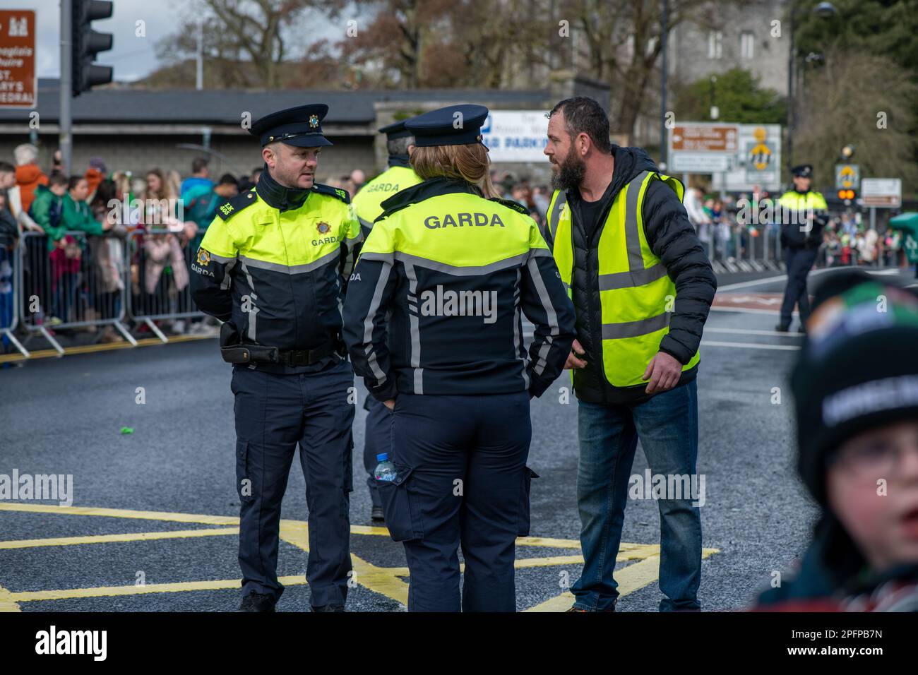 Garda at work during Patrick day in Limerick Ireland Stock Photo - Alamy