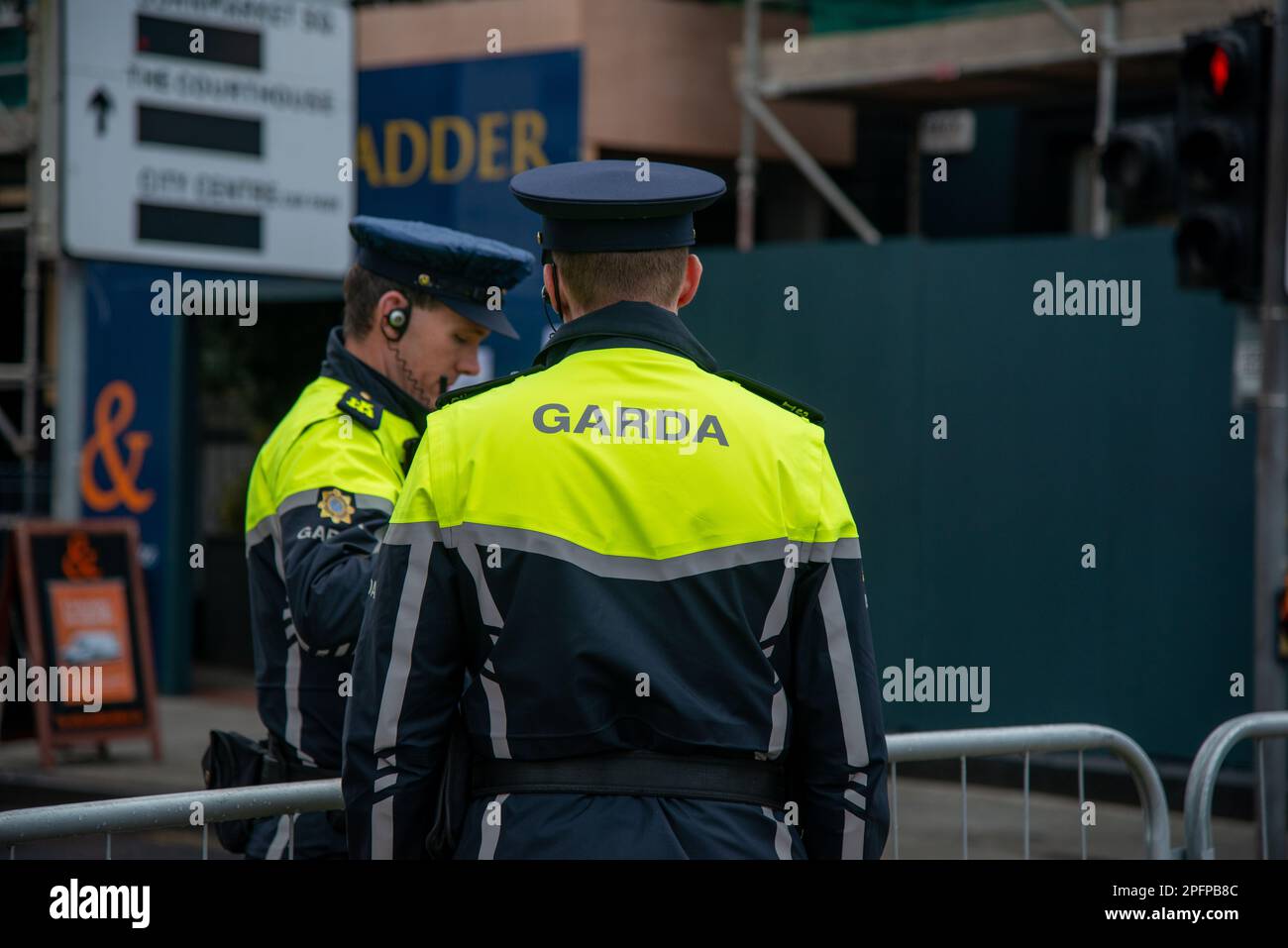 Garda at work during Patrick day in Limerick Ireland Stock Photo - Alamy