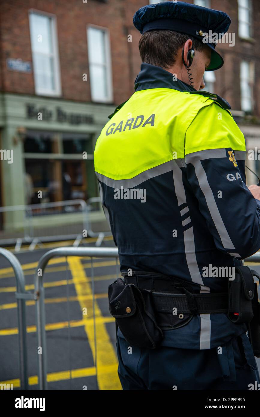 Garda at work during Patrick day in Limerick Ireland Stock Photo - Alamy