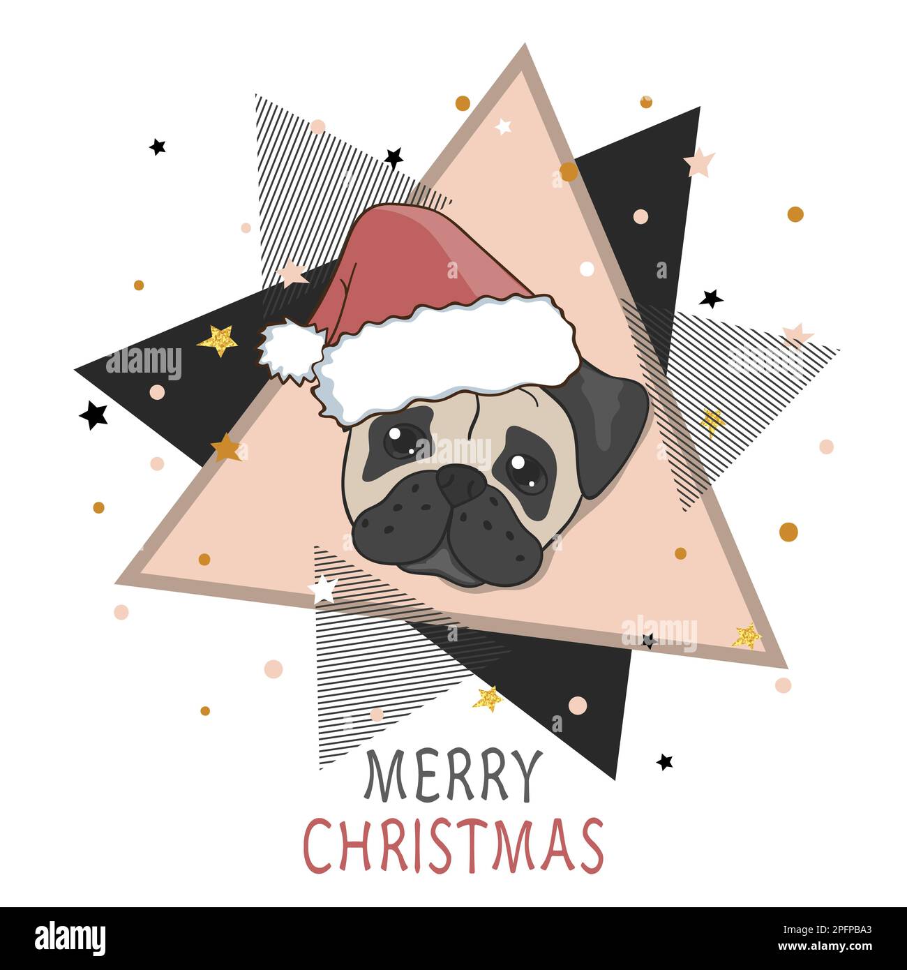 Holiday winter card pug Cut Out Stock Images & Pictures - Alamy