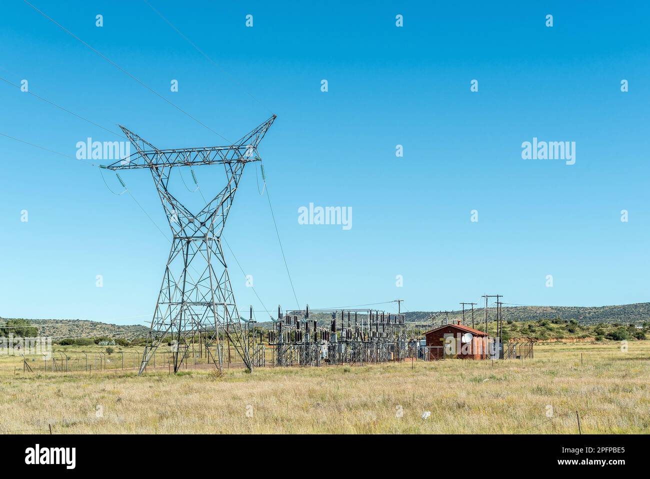 A power substation at Fauresmith in the Free State Province Stock Photo ...