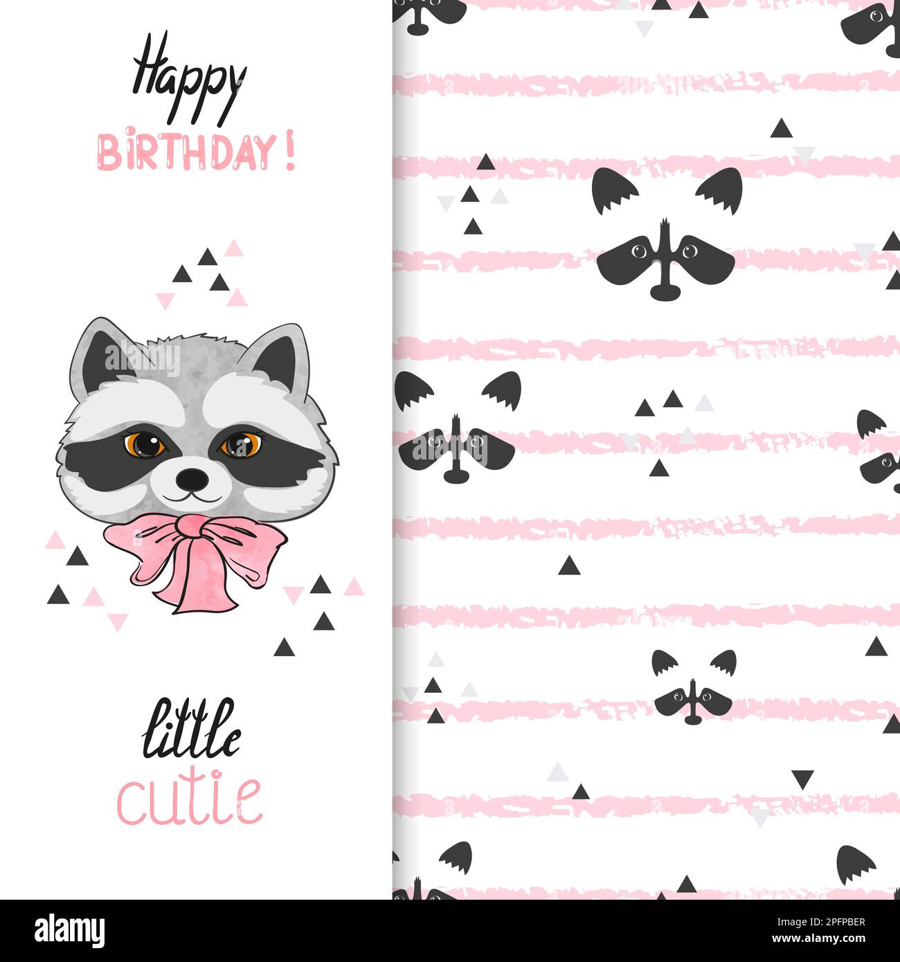 Birthday greeting card design for kids. Vector illustration of cute ...