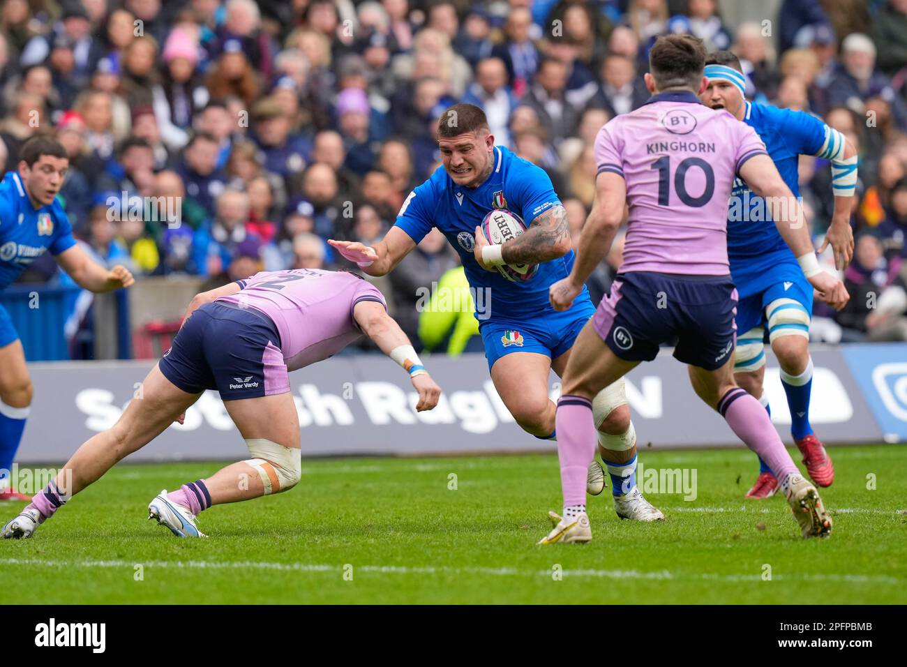 Edinburgh, UK. 18th Mar, 2023. Marco Riccioni #3 of Italy runs at ...