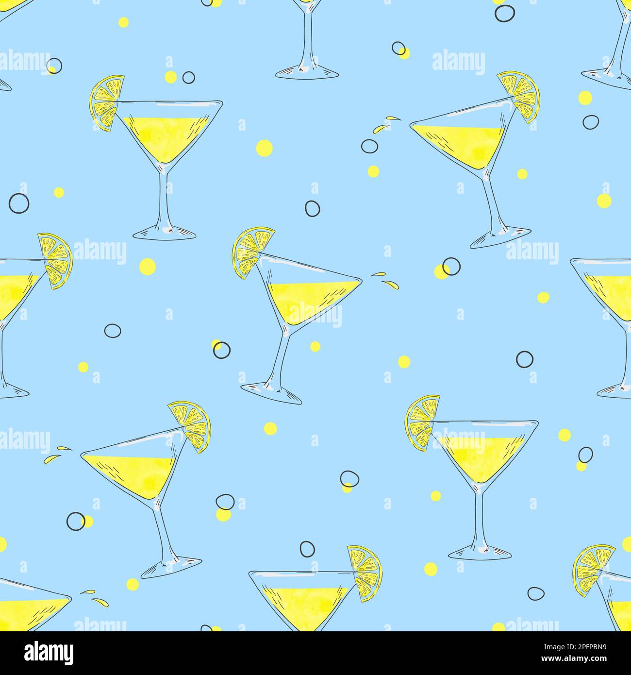 Seamless pattern with sketch martini glass. Vector party background ...