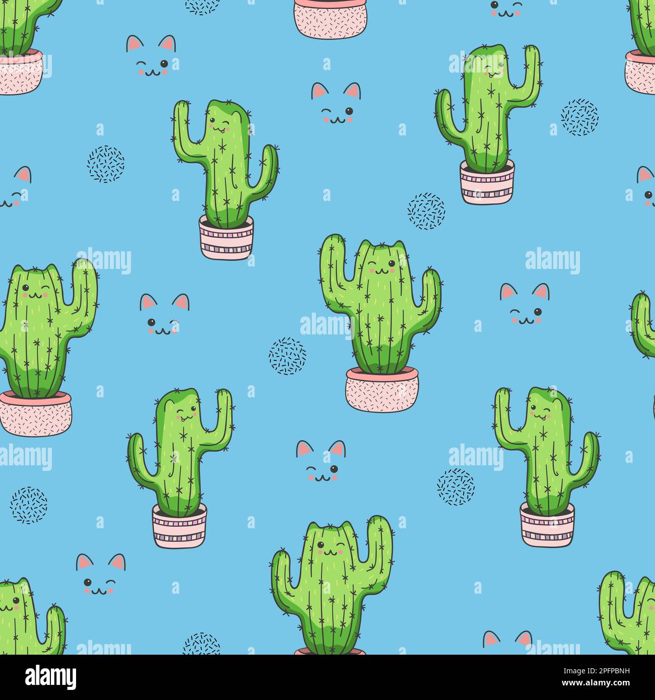 Seamless cartoon cactus pattern. Vector background Stock Vector Image ...